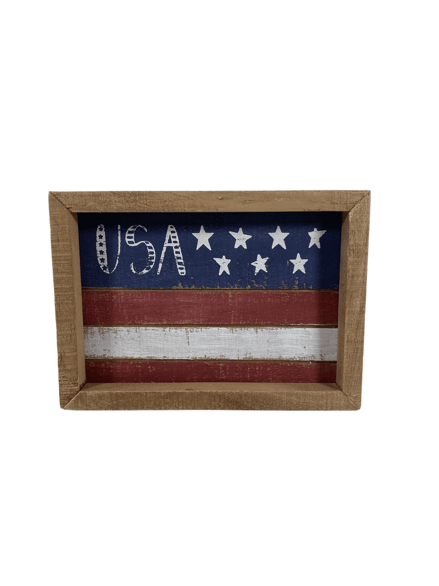 PBK Patriotic Decor - Prim USA American Flag Wood Box Sign - Walmart.com