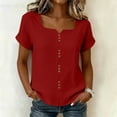 Ailaofu Summer Short Sleeve Solid Color Tops for Women Square Neck ...