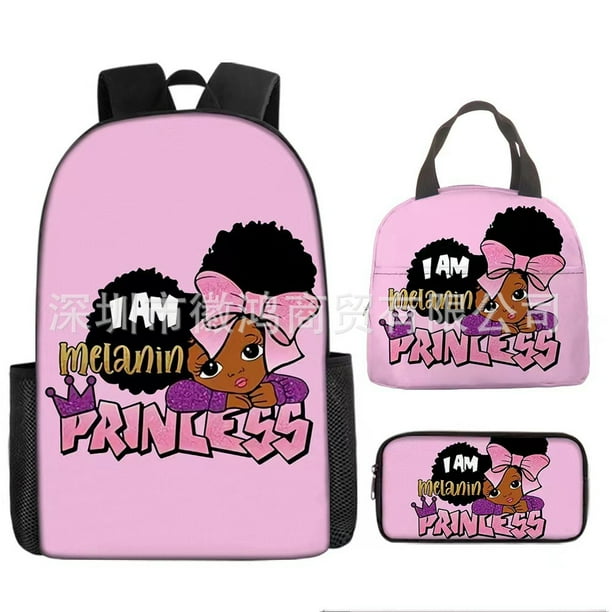 African American Girl Backpack Teen School Bag With Satchel Pencil Bag ...