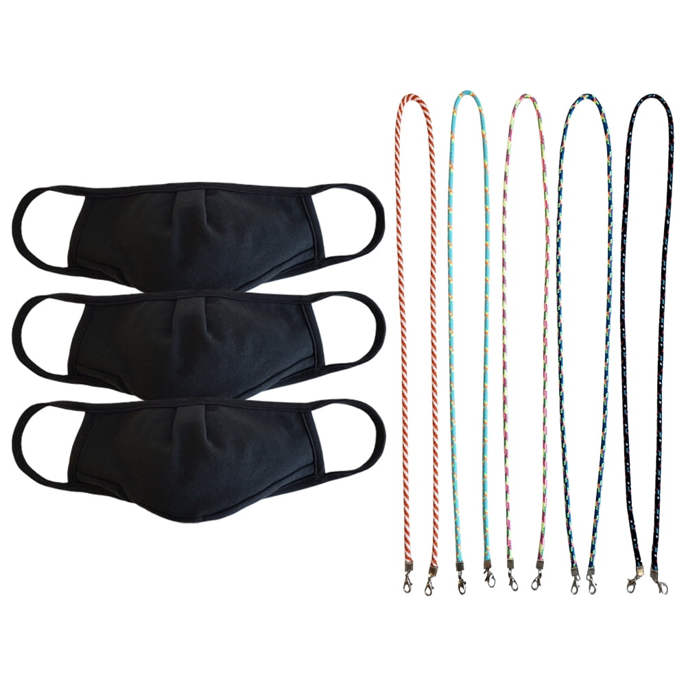 PRO MC 5Pcs Multi Color Face Mask Lanyard Holder & 3Pcs 3D Cloth Face ...