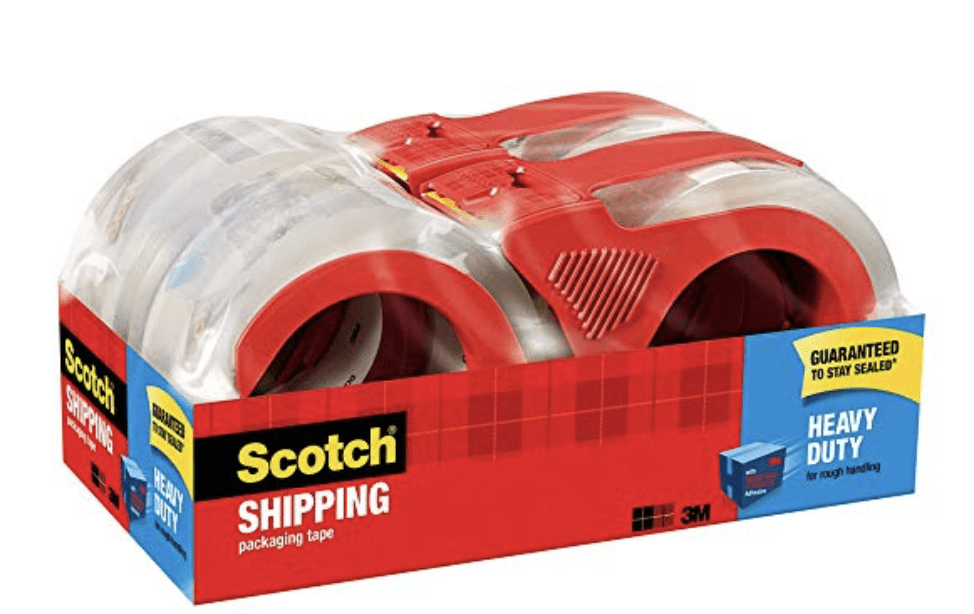 Scotch Heavy Duty Shipping Packaging Tape with Dispenser, 4 Rolls ...