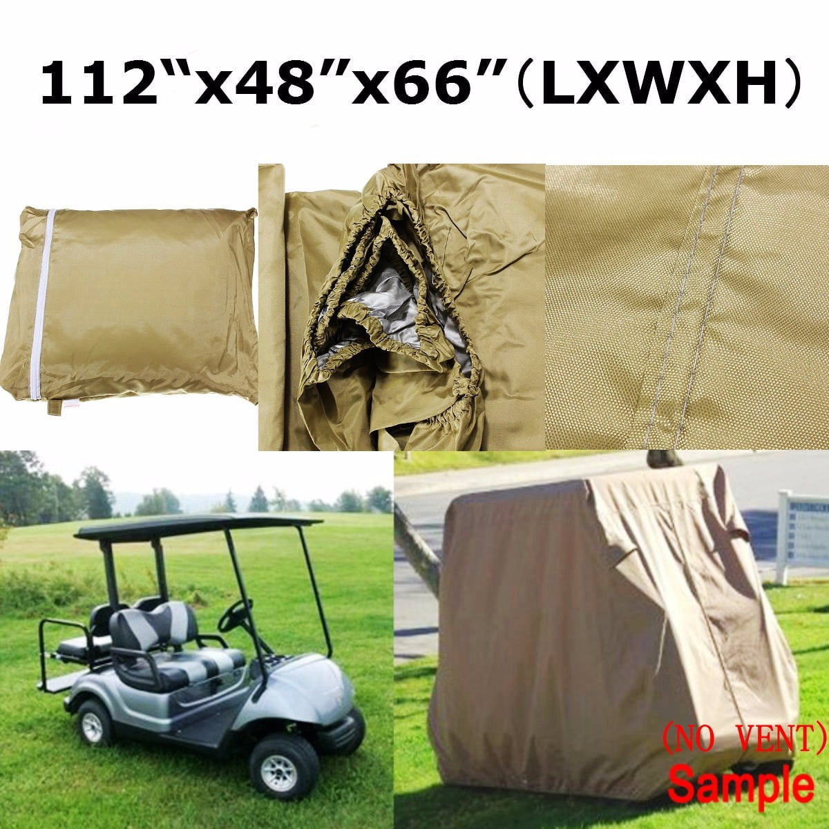4 Passenger Seat Golf Cover Golf Cart Covers New Waterproof Taupe For ...