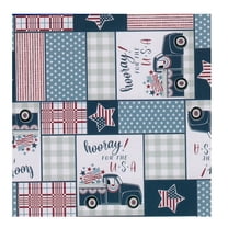 Patriotic Plaid PEVA Vinyl Tablecloth 4th of July Flannel Backed (52 x ...