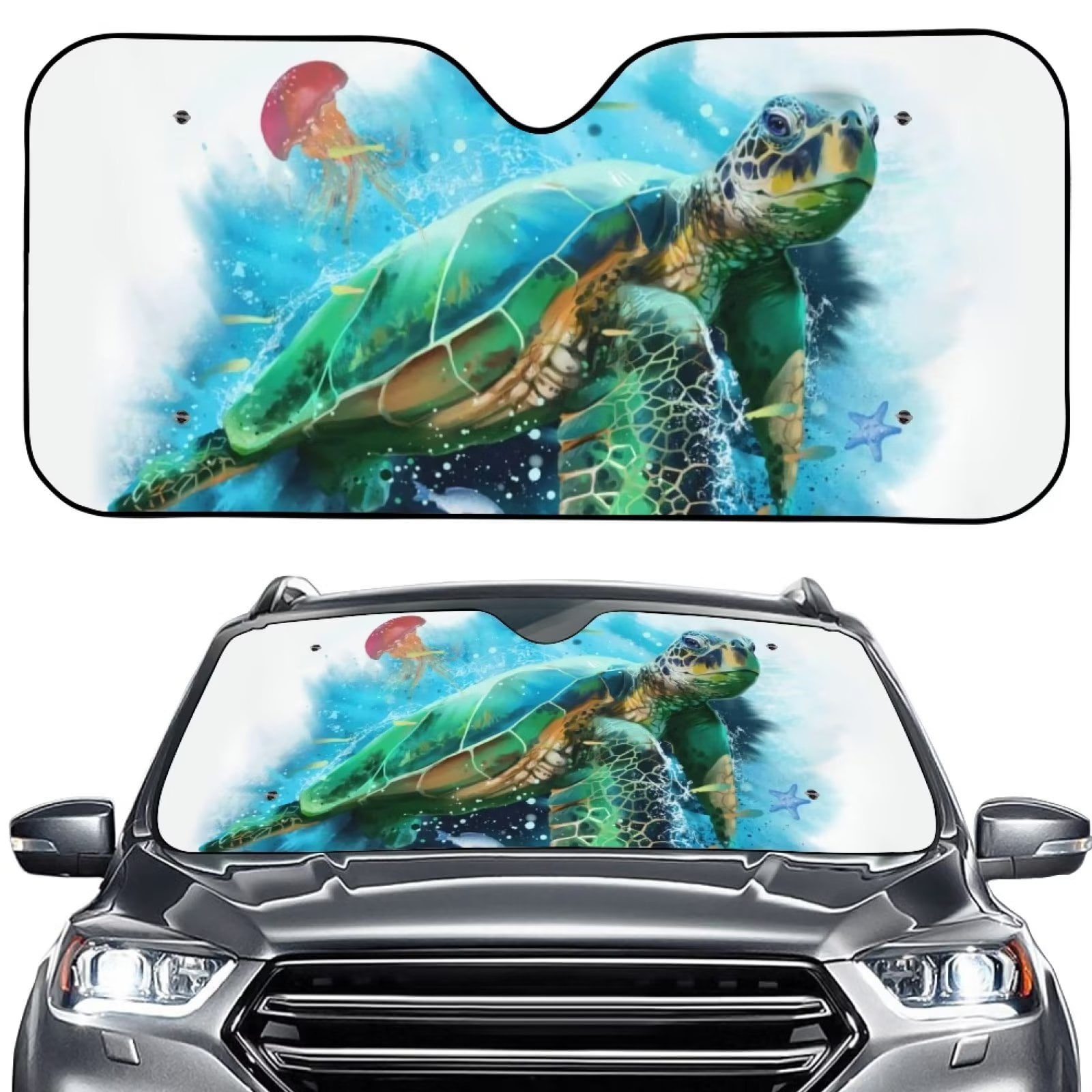 NETILGEN Polynesia Sea Turtle Pattern Car Sunshade Lightweight ...