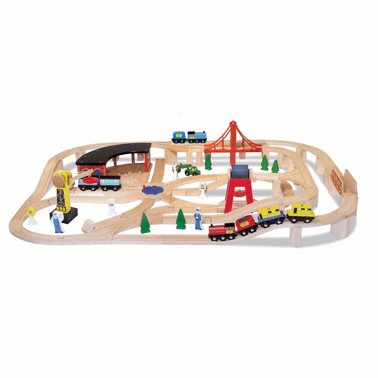 Melissa & Doug Deluxe Wooden Railway Train Set (130+ pcs) - Walmart.com