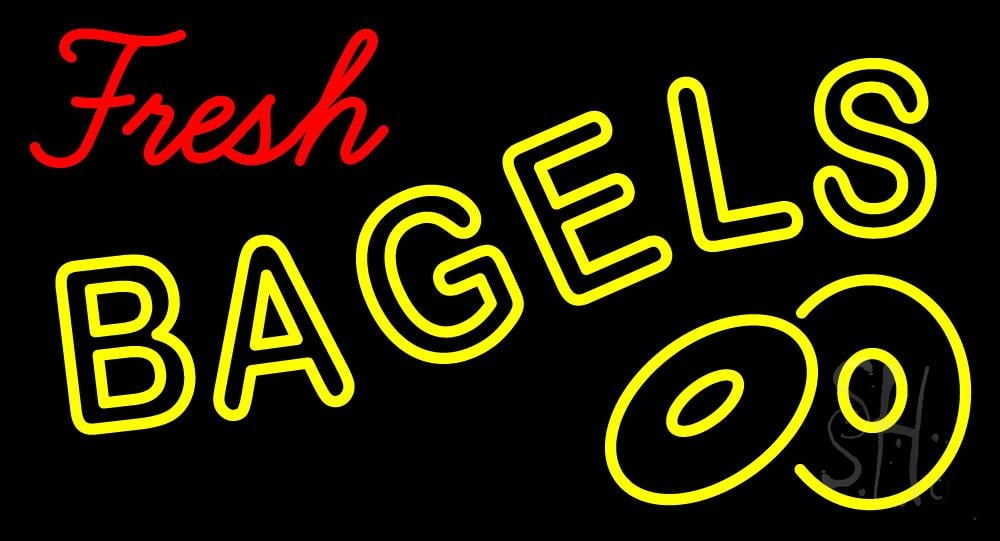 Fresh Bagels LED Neon Sign 20 x 37 - inches, Black Square Cut Acrylic ...