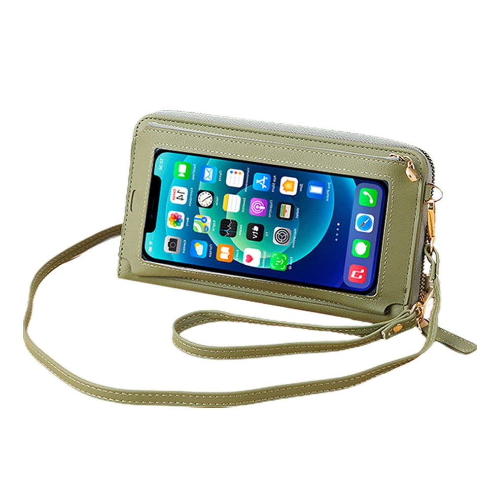 PU long wallet simple touch-screen wrist mobile phone bag coin purse ...