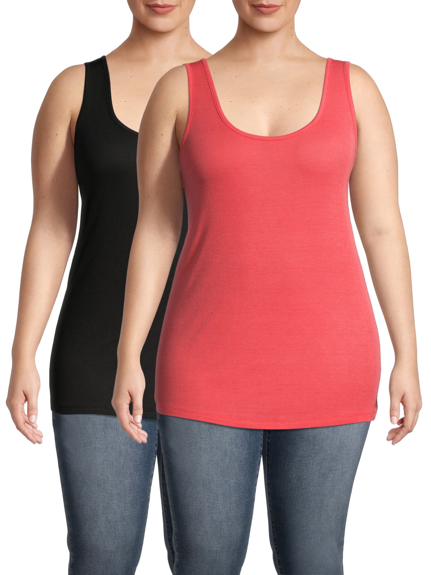 Terra & Sky Women's Plus Size Everyday Essential Layering Tank Top, 2 ...