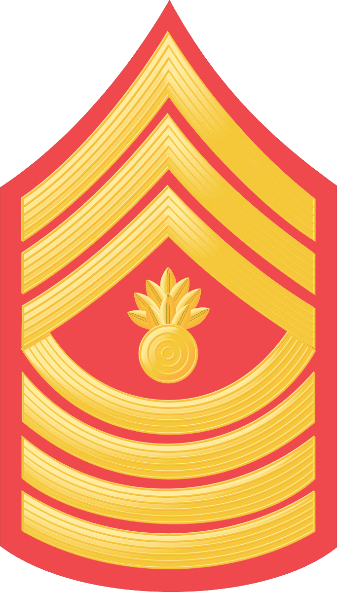 3.8 Inch USMC E-9 MASTER GUNNERY SERGEANT RED / GOLD CHEVRON VINYL ...