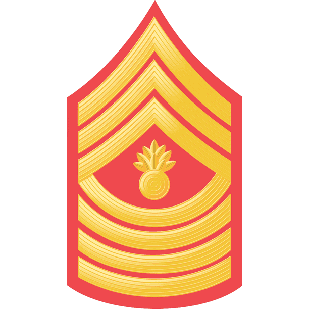 3.8 Inch USMC E-9 MASTER GUNNERY SERGEANT RED / GOLD CHEVRON VINYL ...