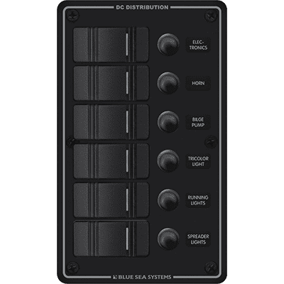 Blue Sea Systems #8373 Switch Panel, Contura w/ Breakers, 6 Switches ...