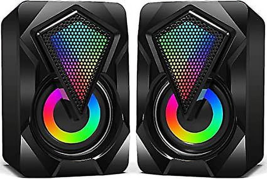 2 Mini Pc Speakers, Rgb Usb 2.0 Pc Speakers Gaming Stereo System ...