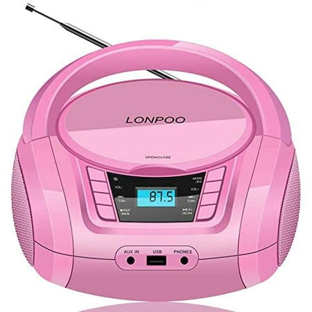 axGear LONPOO Portable Boombox CD Player with FM Radio/USB/Bluetooth ...