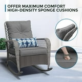 ECOPATIO Outdoor Rockers Set, Wicker Patio Furniture with Cushions for ...