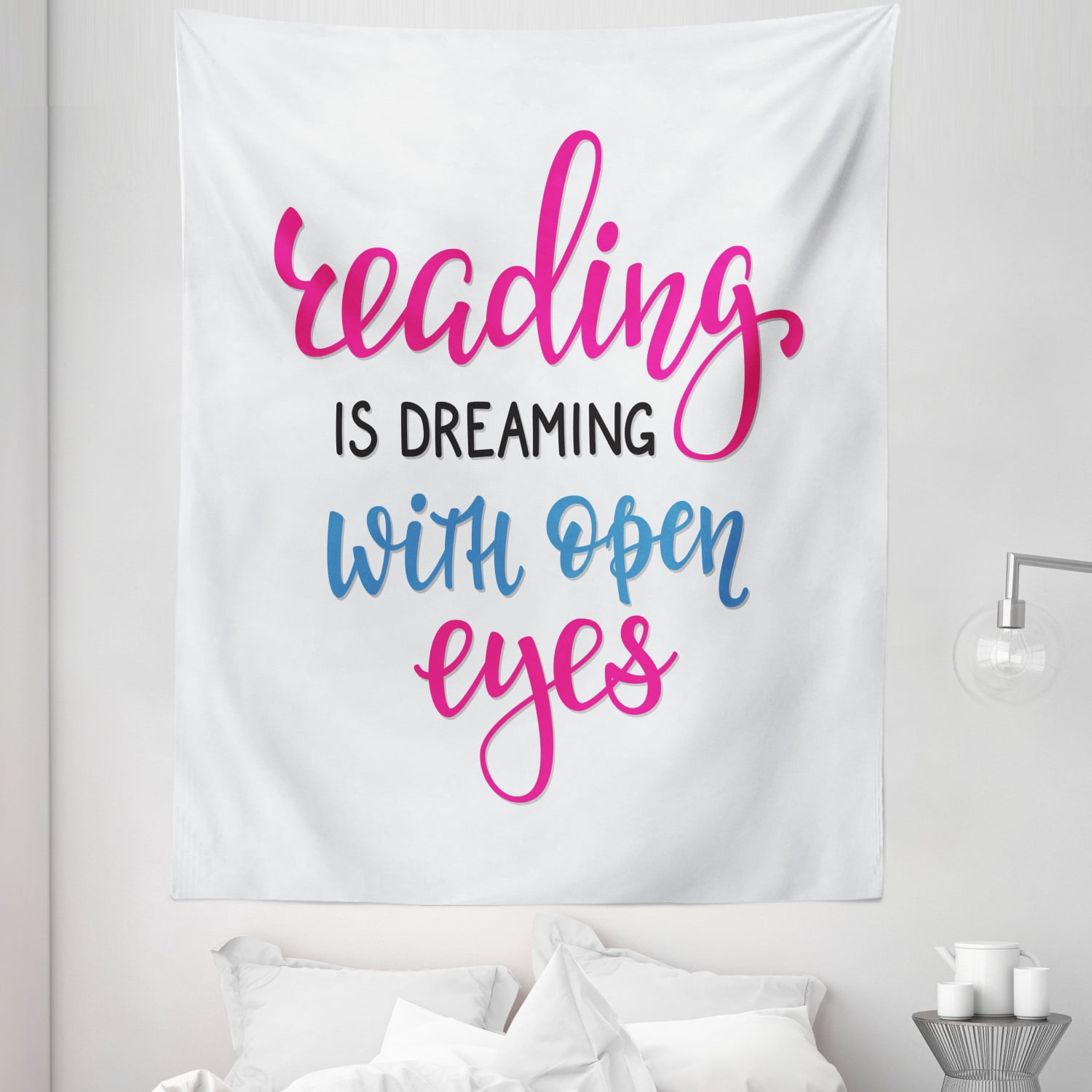 Book Tapestry, Reading is Dreaming with Open Eyes Writing Print on ...