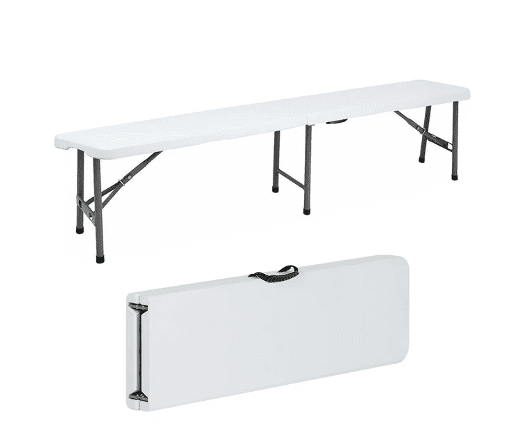 6 ft Plastic Folding Bench Portable Indoor Outdoor Bench, White ...