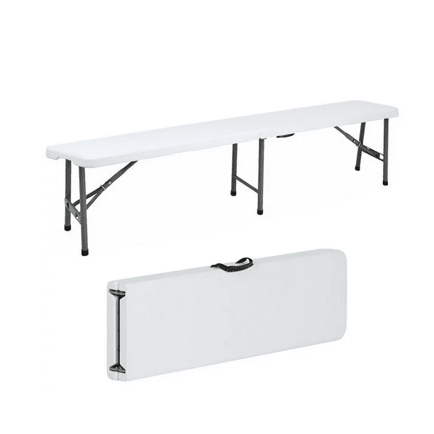 6 ft Plastic Folding Bench Portable Indoor Outdoor Bench, White ...