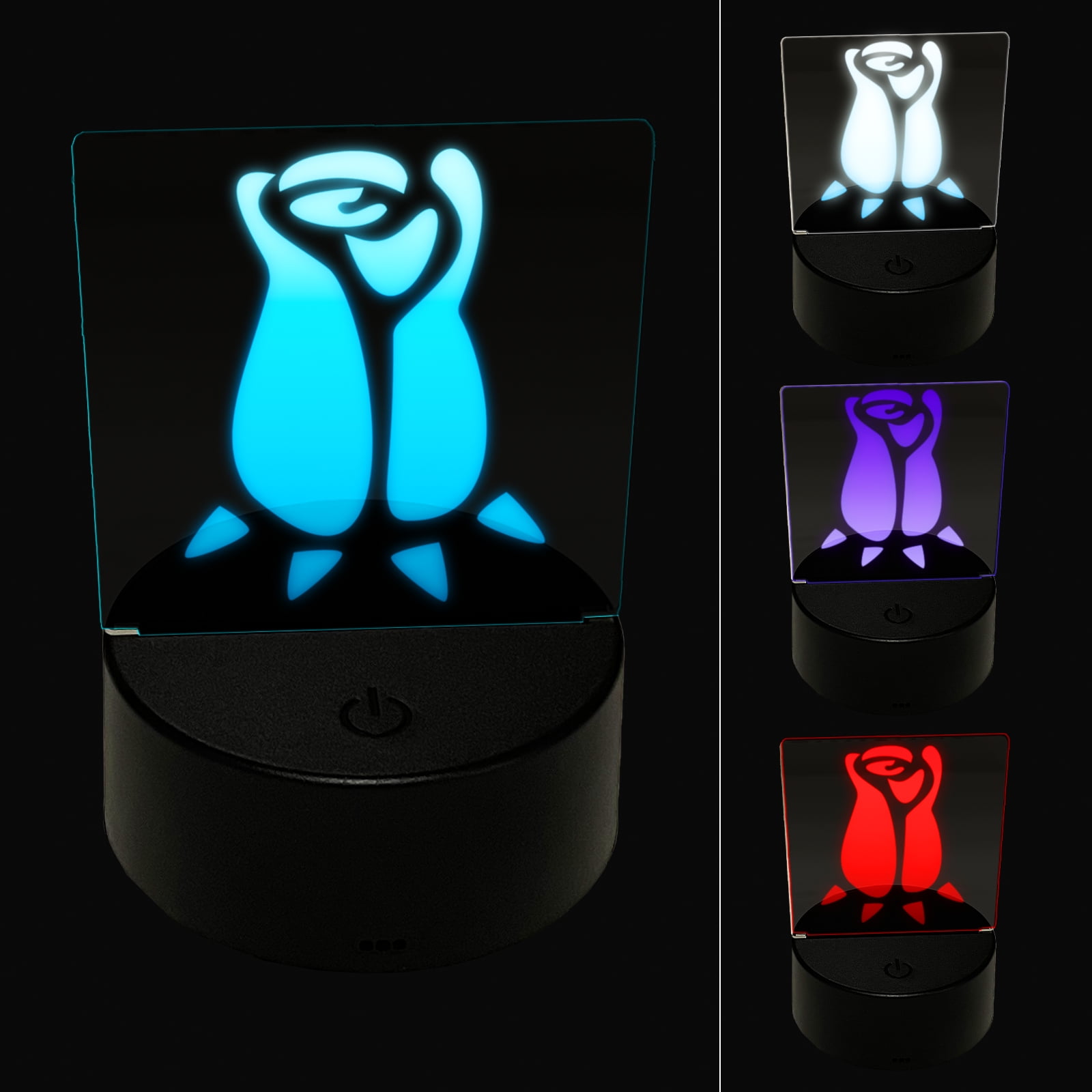 Rose Bud Flower LED Night Light Sign 3D Illusion Desk Nightstand Lamp ...