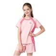 AHTJRT 2 Piece Workout Sets for Girls Color Block Short Sleeve T Shirt ...