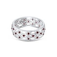 AFFY Round Simulated Ruby Hollowing Flower Ring for Women 14K White ...