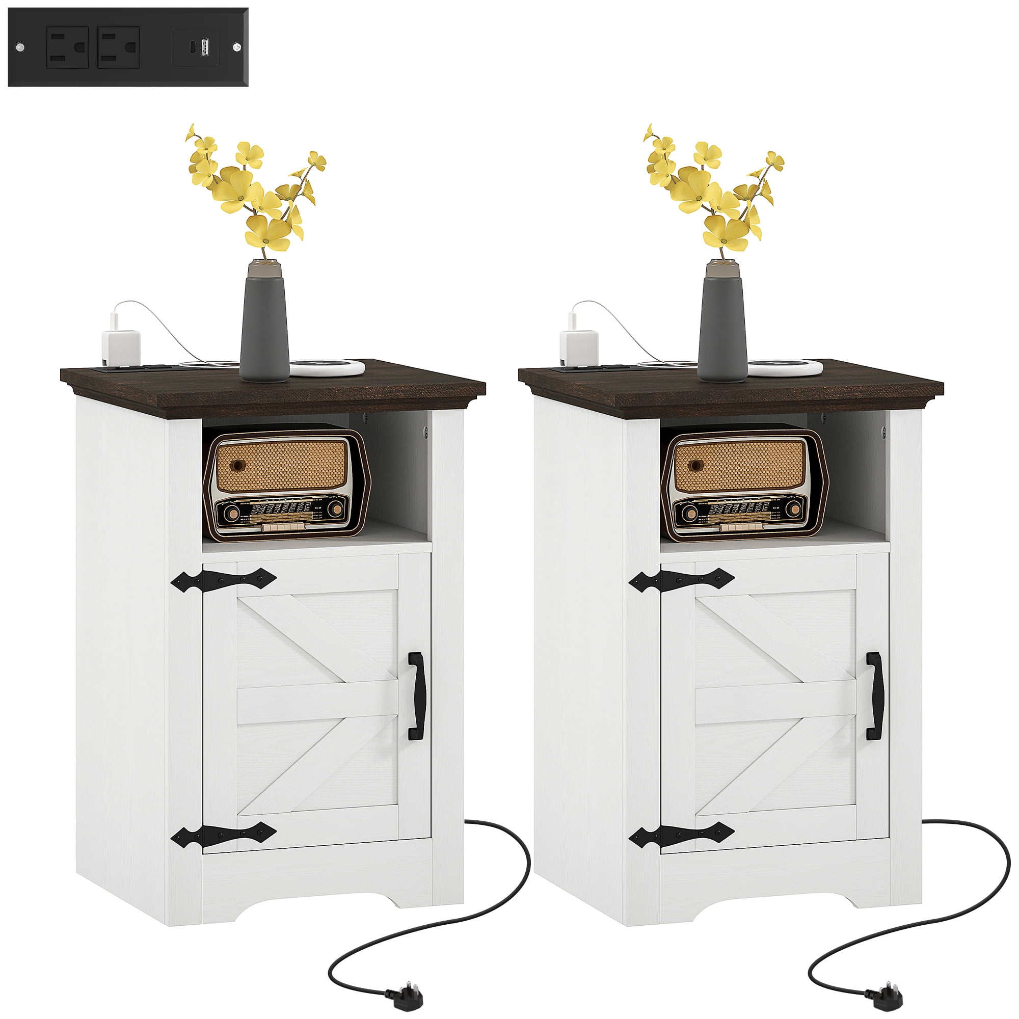 Click here for Homcom Side Table Set Of 2  Nightstand Set With Ch... prices