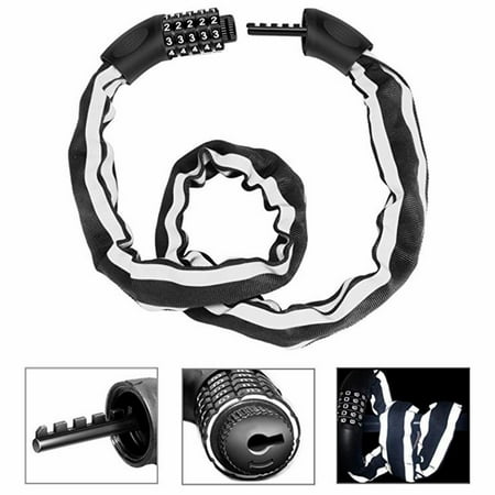 Bike Lock Combination 5 Digit Cycle Lock Security Bicycle Chain Lock ...