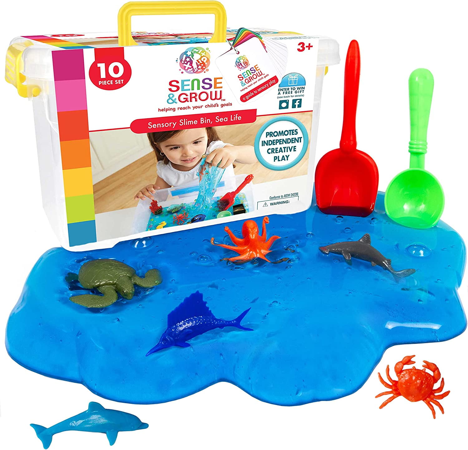 Sense & Grow Sensory Bin - Sea Life Slime Activity Kit with 6 Sea ...