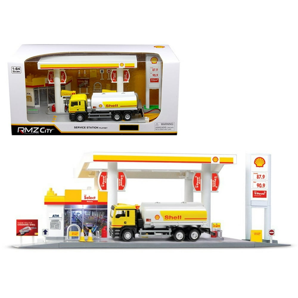 Shell Service Gas Station with Tanker Play Set 1/6 - Walmart.com ...