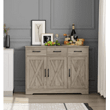 Homfa 42.5'' Kitchen Buffet Sideboard Cabinet with 3 Drawers Farmhouse Barn Doors Wood Coffee ...