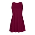 Antqov Sleeveless Dress for women, Solid Color Wide Strap A Line Round ...