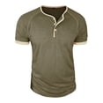 IWRICH Men's Henley Collar Short Sleeve T-Shirt Casual Basic Shirt ...