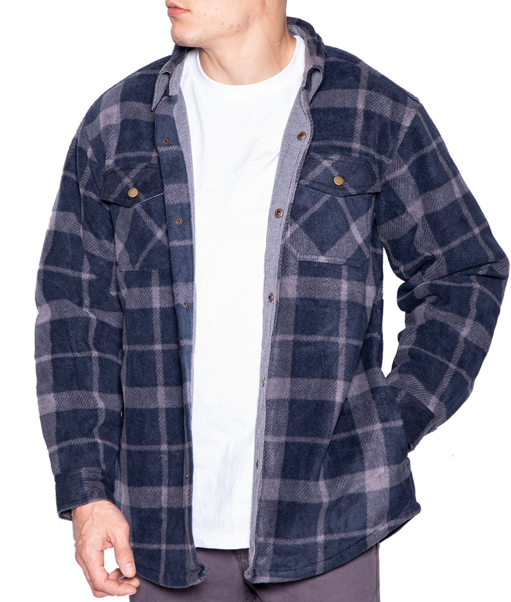 Flannel Shirt Jackets For Men Big And Tall Heavy Quilted Thermal Lined