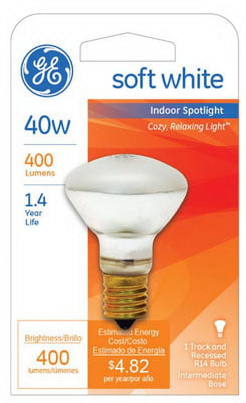 GE Incandescent Flood Light Bulb, R14 Flood Lights, 40-Watt, 280 Lumen ...