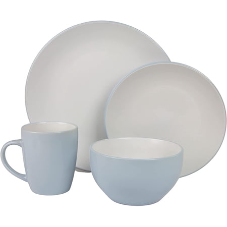 Two Tone Coupe Dinnerware Set 16 pc Blue/White | Walmart Canada