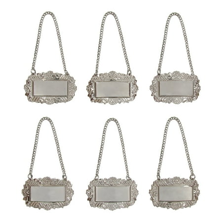 Silver Floral Blank Decanter Labels Plain Liquor Bottle Label Tag Set ...