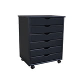 Adeptus Solid Wood Storage Cabinet Unit, 6 Drawer Extra Wide Roll Cart ...