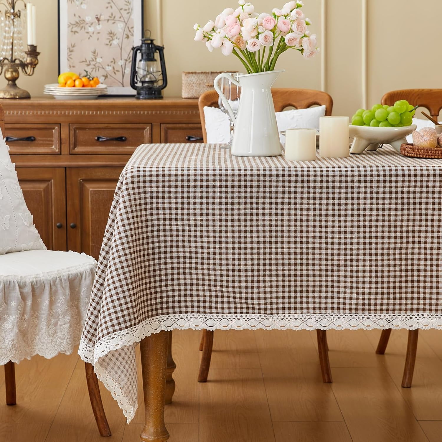Click here for Unbranded Checkered Tablecloth Rectangle - Cotton... prices