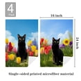 A black cat sitting in a field of flowerskitchen towel4 Pack 16"x24 ...