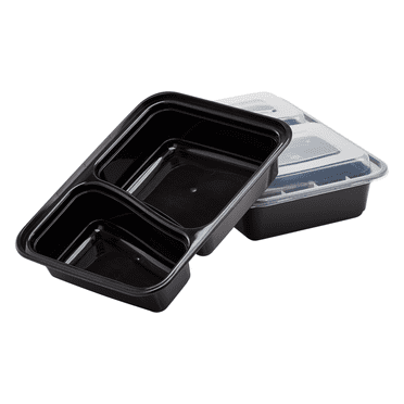 32 oz. Black Rectangular Microwavable Food Take-Out Containers w/Lid ...