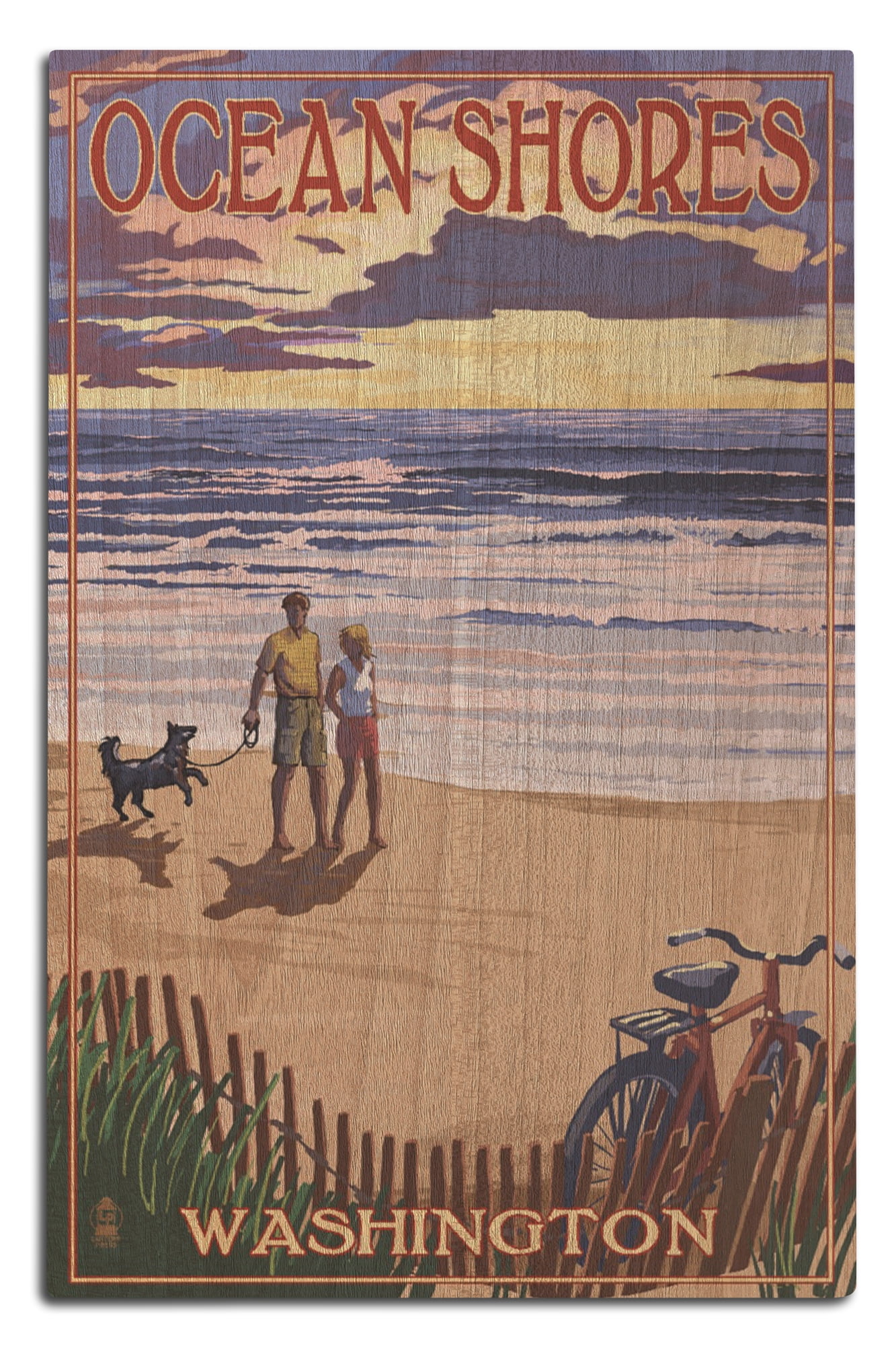Ocean Shores, Washington, Beach and Sunset Birch Wood Wall Sign (12x18 ...