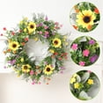 Easter Wreath Door Decor, Bunny Ear Sunflower Artificial Floral Wreath ...