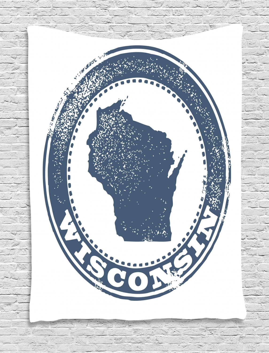 Wisconsin Tapestry, Retro Grunge Stamp Design Political Map Silhouette ...