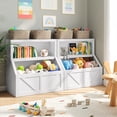 Bookshelf and Toy Storage Organizer, 32" Tall, Wooden Bookcase Cabinet ...