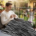 Black Stripe Fleece Throw Blanket Retro Abstract Art Geometric Black ...