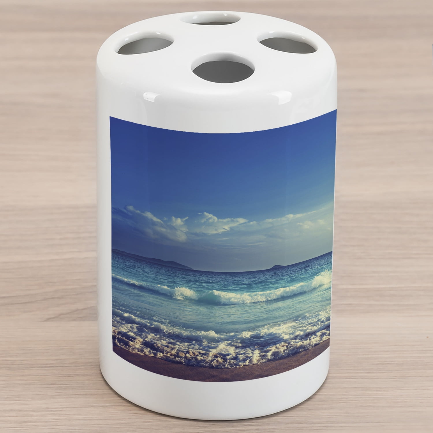 Ocean Ceramic Toothbrush Holder, Tropical Island Paradise Beach at ...