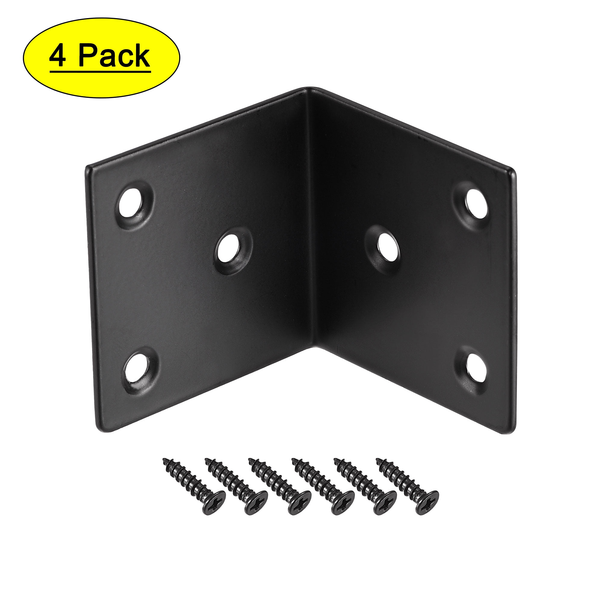 Uxcell L Shape 50x50x50mm Black Corner Brace Angle Bracket 4 Pack ...