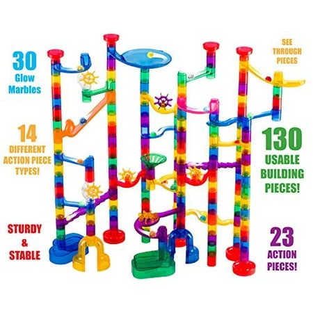 Marble Genius Glow Marble Run Super Set - 200 Complete Pieces + Free ...