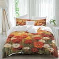 4 Piece Duvet Cover Set Queen, Vintage Watercolor Red White Poppy Soft ...