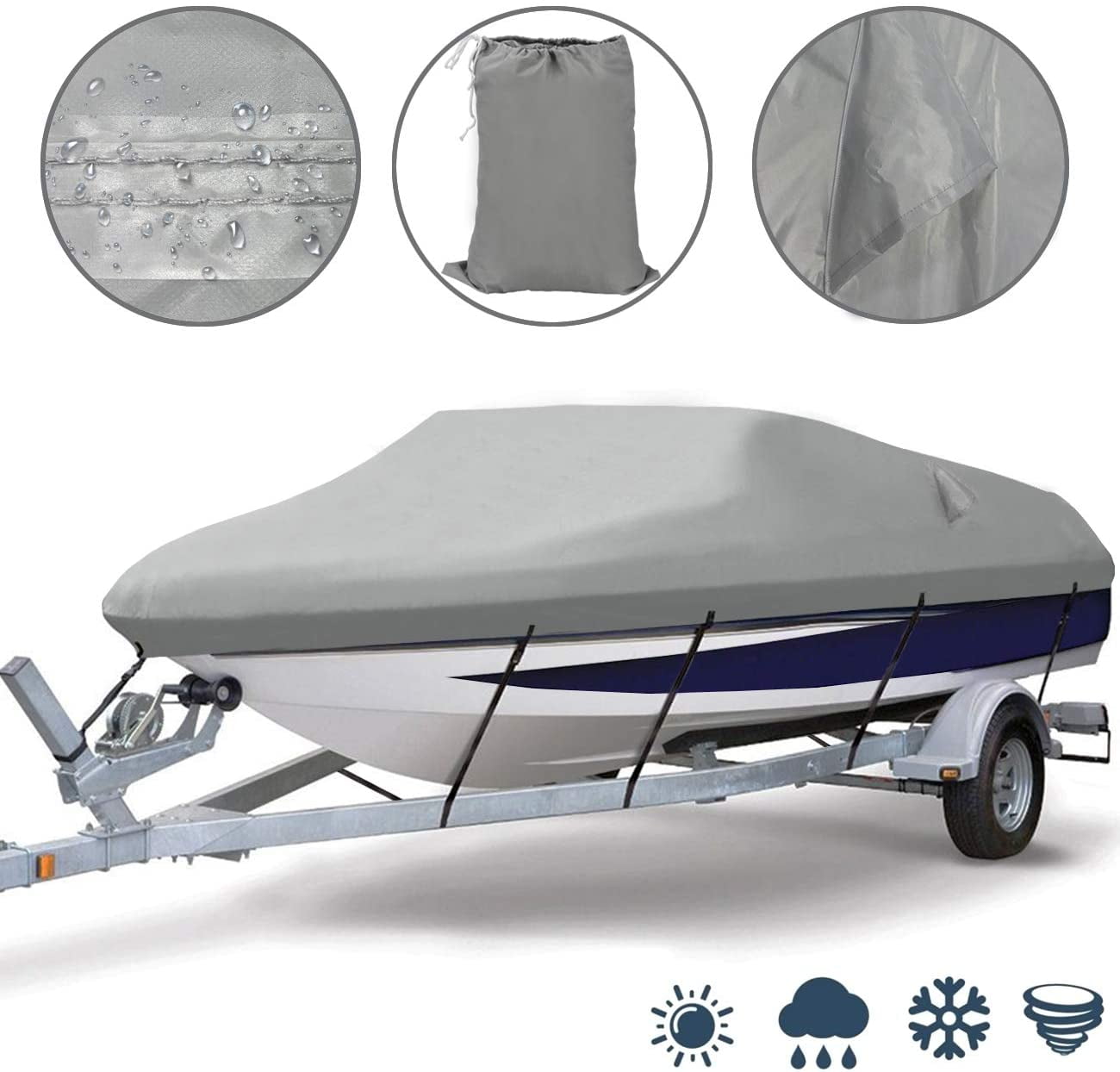 Heavy Duty Trailerable Waterproof Boat Cover with 2 Air Vent Marine ...