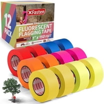 XFasten Fluorescent Flagging Tape, Assorted Colors, 12-Pack, Durable ...